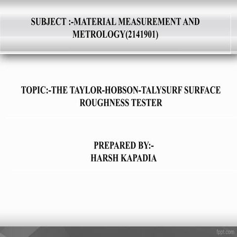 Material Measurement and Metrology | PPT