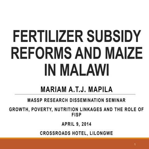 Oral Presentation - Impact of Farmer Input Support Programme on ...