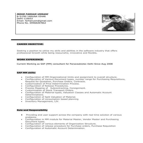 Resume Farhan usmani | DOC