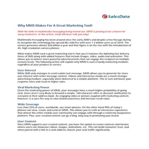 MMS Marketing | PDF