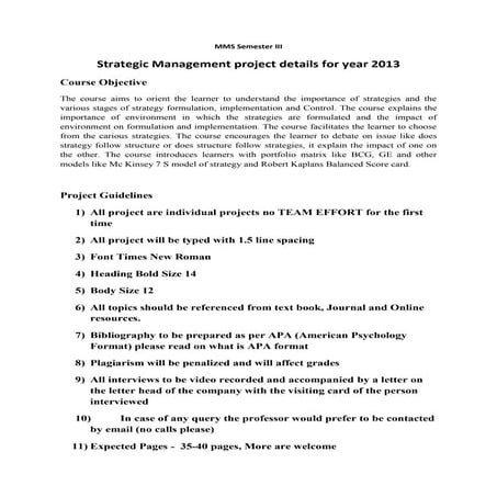 Mms sm project 2013 | PDF