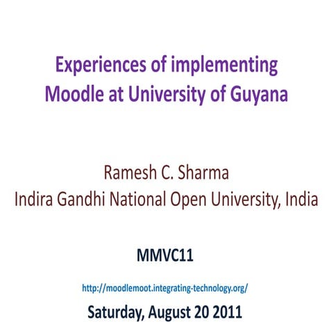 Implementing moodle at university of guyana | PPTX