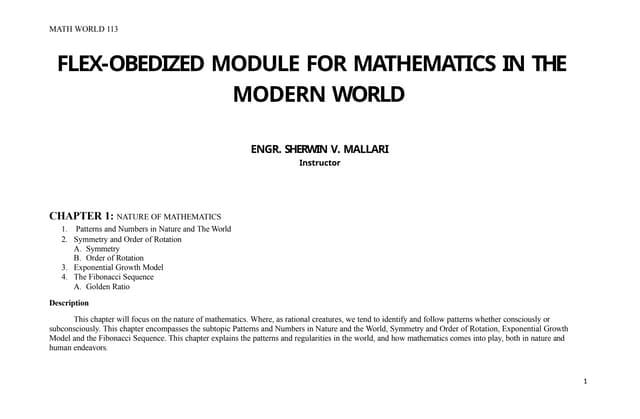 LESSON-1-NATURE-OF-MATHEMATICS. mathematics in modern world | PPTX