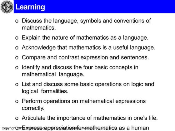 Mathematical language and symbols | PPTX