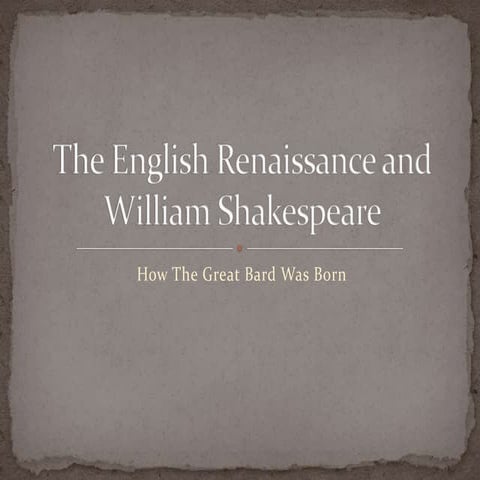 Mnd the english renaissance and william shakespeare | PPTX