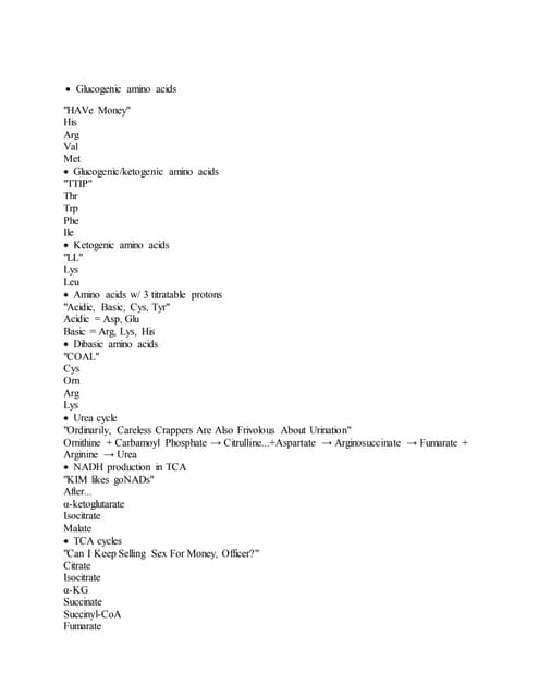 Mnemonics biochemistry lipids | DOCX | Chemistry | Science