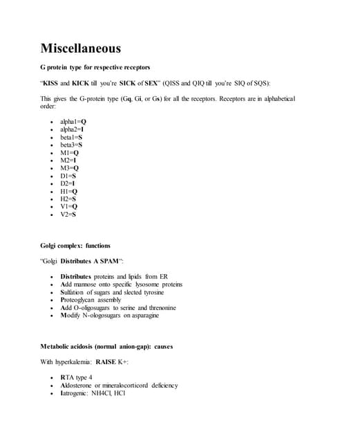 Mnemonics biochemistry lipids | DOCX