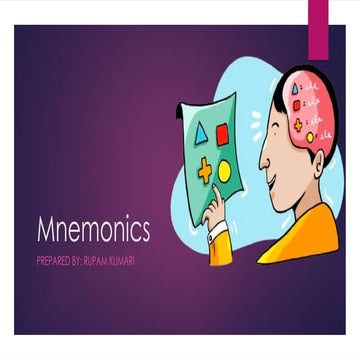 Mnemonics - MEMORY TOOL. Understanding Mnemonics and its uses. | PPT