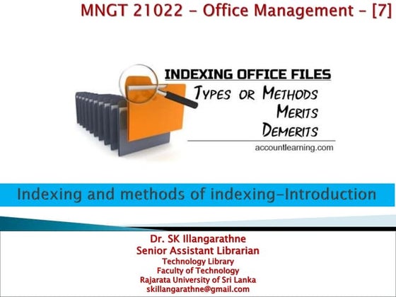 indexing process to production of indexes | PPTX