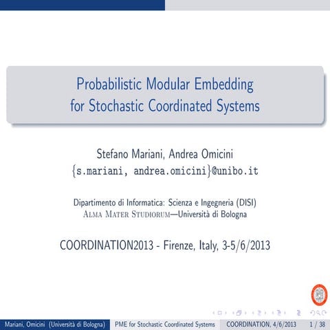 Probabilistic Modular Embedding for Stochastic Coordinated Systems | PPT