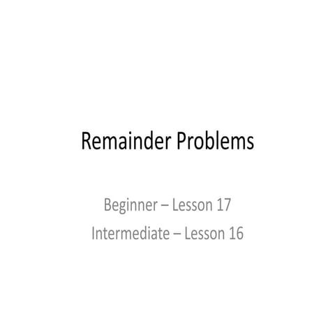 Maths Olympiad Remainder Problems | PPSX