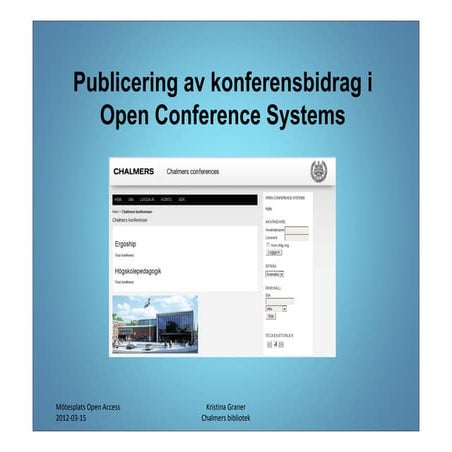 MOA 2012, Publicering av konferensbidrag i Open Conference Systems | PDF