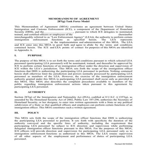 ICE 287(g) Memorandum of Agreement (MOA) 2 | PDF