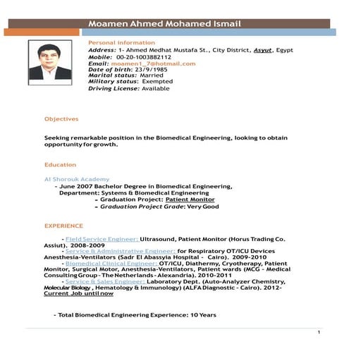 Moamen CV | PDF