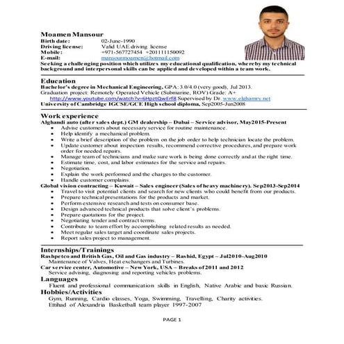 Moamen mansour cv | DOCX