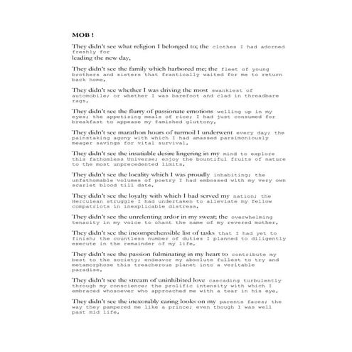 Mob ! | DOC | Poetry | Books and Literature