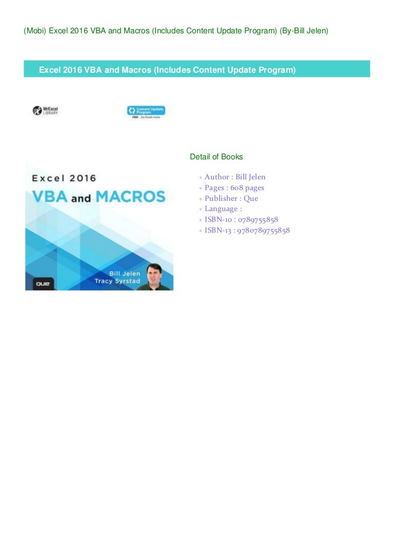 Excel 2016 vba and macros bill jelen pdf - walllopte