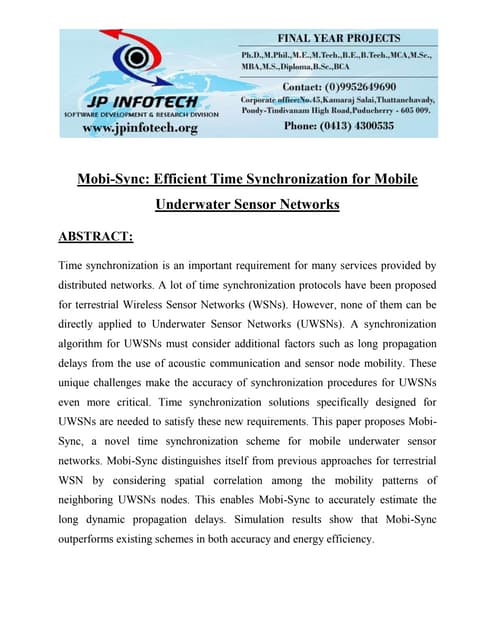 Mobi Sync Efficient Time Synchronization For Mobile Underwater Sensor Networks Pdf