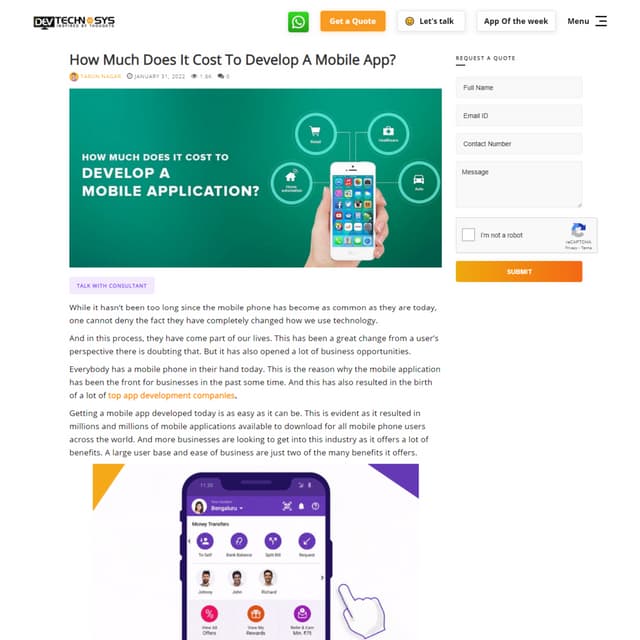 Mobile App Development Cost in 2024 - Dev Technosys | PDF