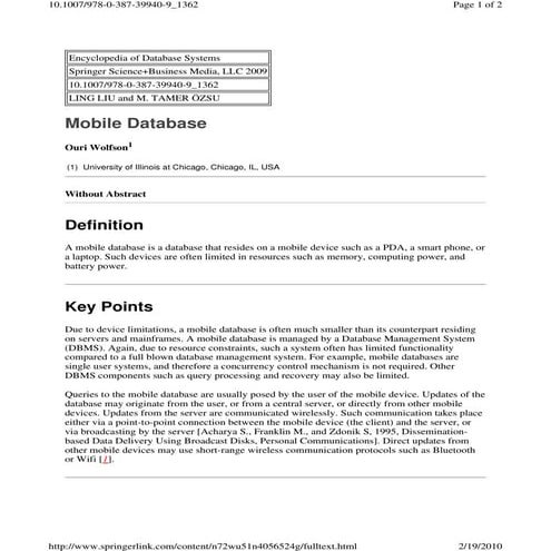 Mobile databases | PDF