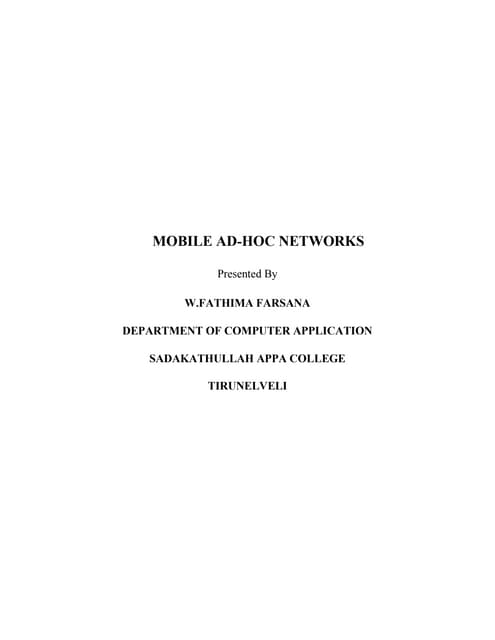 Adhoc network.pptx | Computer Networking | Computing