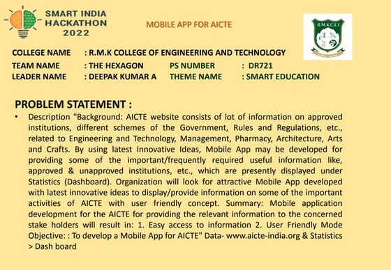 SIH_FINAL.PPT. for idea presentation at college levelpptx | PPTX | Computer Software and ...