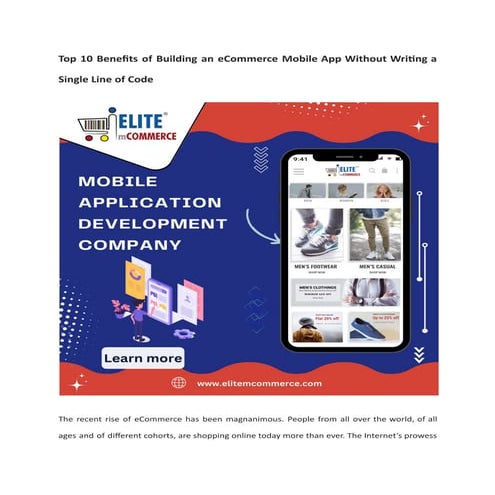 Top 10 Benefits of Building an eCommerce Mobile App Without Writing a ...