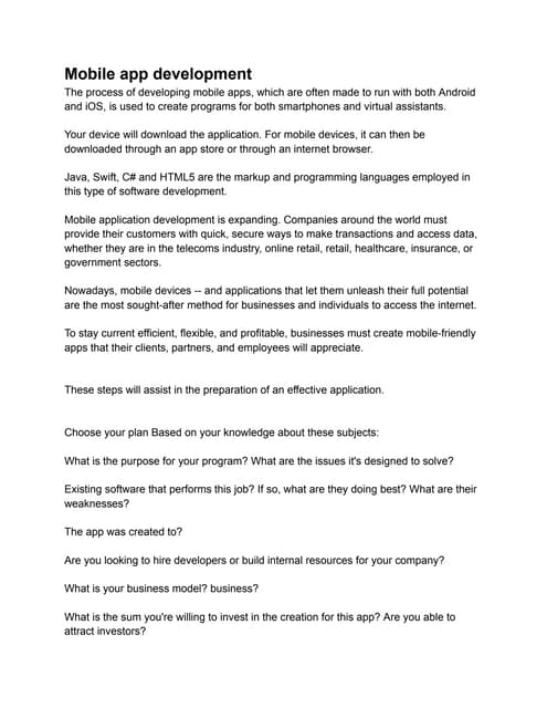 ANDROID APPS DEVELOPMENT | PDF