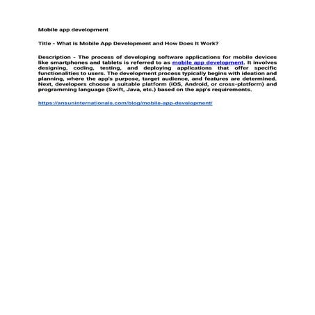 What is Mobile App Development and How Does It Work? | PDF