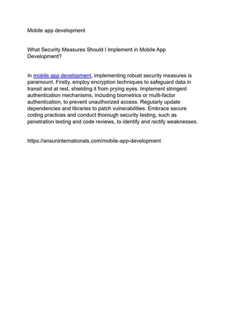 What Security Measures Should I Implement in Mobile App Development? | PDF What Security Measures Should I Implement in Mobile App Development? | PDF
