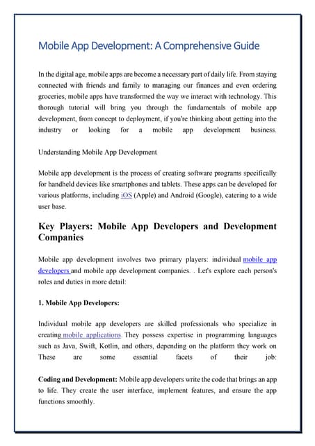 Steps to Develop Mobile App | PDF