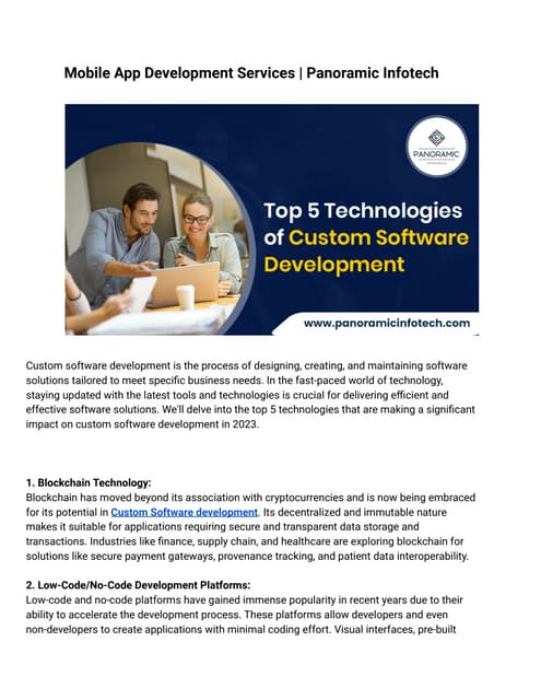 Mobile App Development Services Panoramic Infotech Pdf
