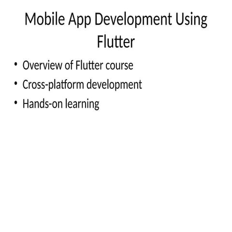 Flutter Mobile App Developmentppt Pptx Mobile Pptx