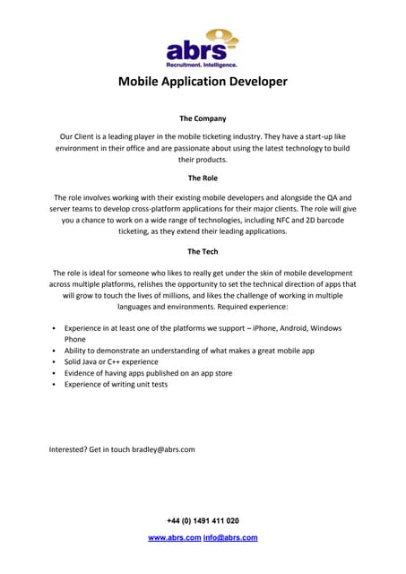Mobile software engineer | PDF