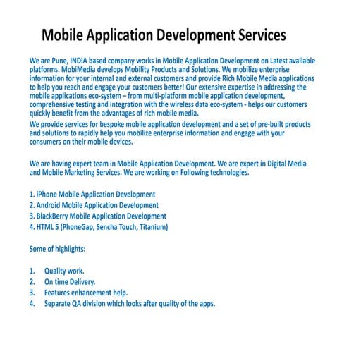 Mobile application development services | PDF