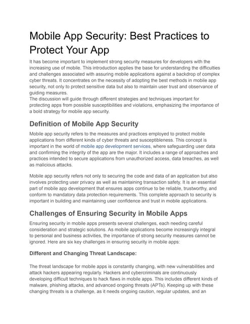 Mobile App Security Best Practices To Protect Your Apppdf