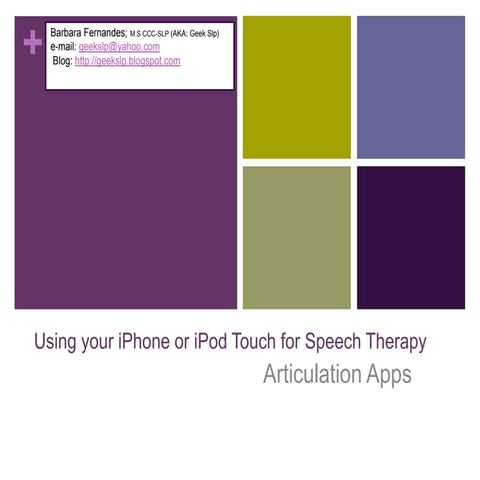 iPhone and iTouch for Speech Therapy | PPTX