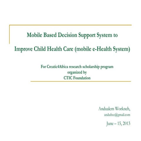 Mobile based decision support system for iccm program | PPT
