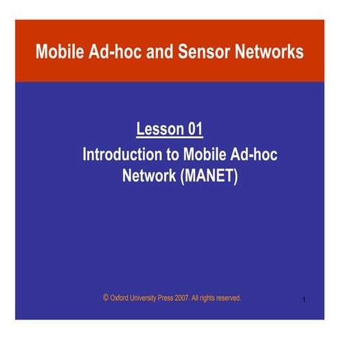 Mobile Ad-hoc and Sensor Networks | PPT