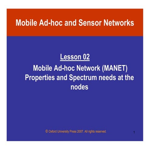 Mobile Ad-hoc and Sensor Networks | PPT