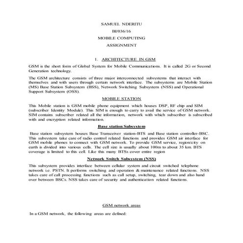 GSM & GPRS ARCHITECTURE | DOCX