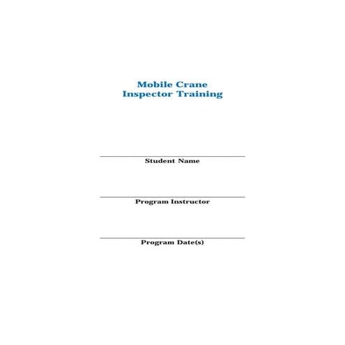 Mobile crane inspector training student manual | PDF