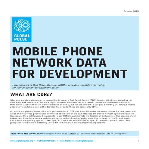Mobile Data for Development Primer | PDF