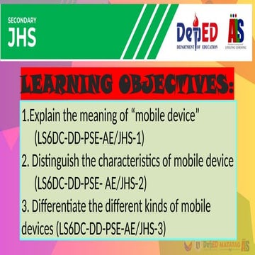 MOBILE DEVICES POWER POINT PRESENTATION LEARNING STRAND 6 | PPTX