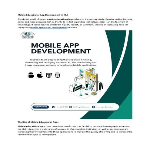 Mobile Educational App Development in KSA | PDF