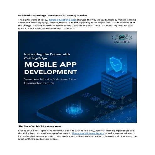 Mobile Educational App Development in Oman. | PDF