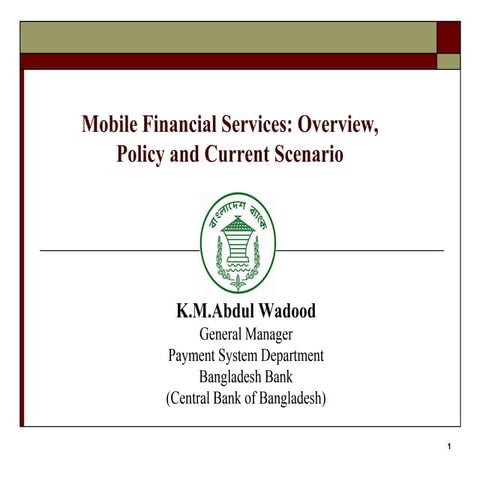 Mobile financial services overview policy and current scenario | PDF