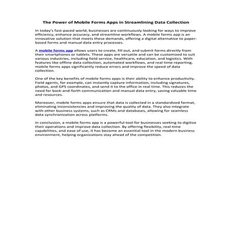 📲 Simplify Data Collection with a Mobile Forms App! | PDF