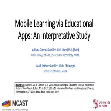 Mobile Learning via Educational Apps: An Interpretative Study | PPTX
