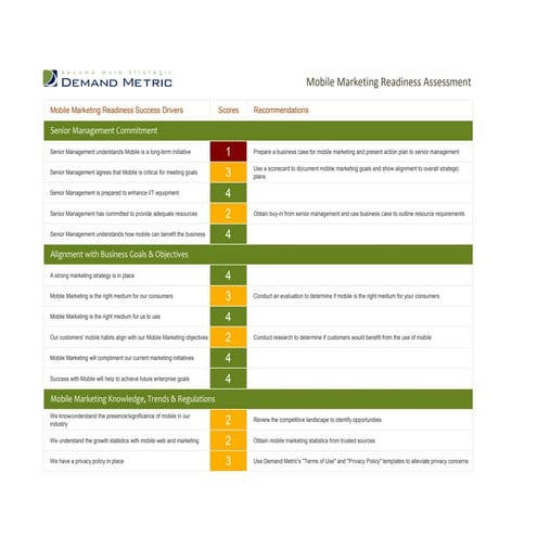 Mobile Marketing Readiness Assessment | PDF